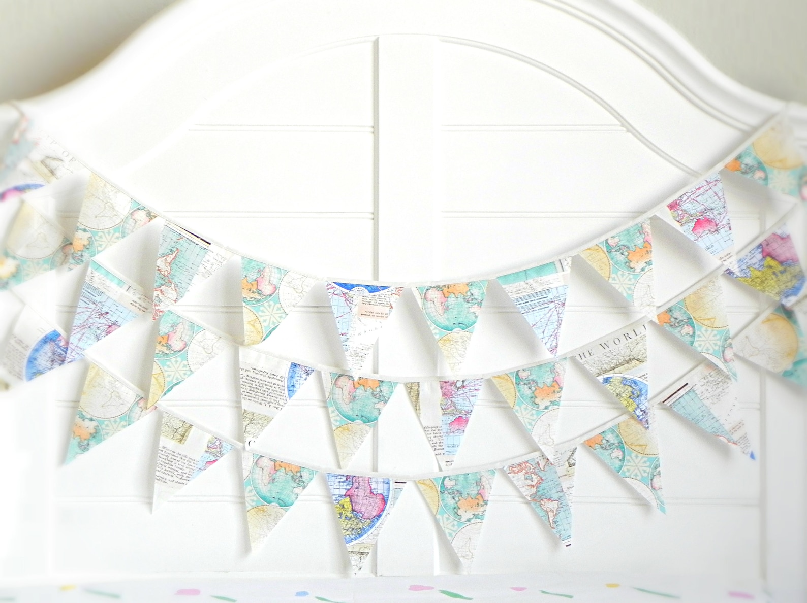 Vintage World Map Bunting Garland for Travel-themed Nursery or - Etsy