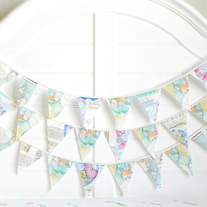 Vintage World Map Bunting Garland for Travel-themed Nursery or ...