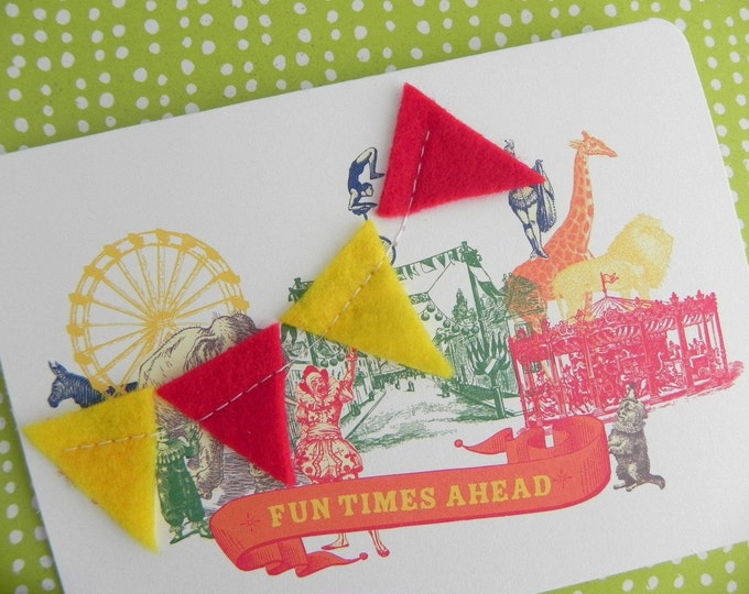 LAST ONE Embellished Vintage Circus Note Card - Etsy