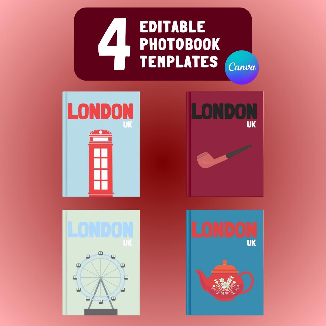 London Photobook Template - Digital Scrapbook for Travel Memories ...