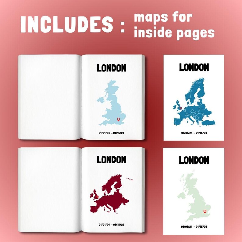 London Photobook Template - Digital Scrapbook for Travel Memories ...