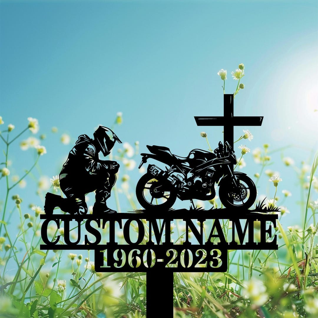Motorcycle Rider Remembrance Sign – Engraved Memorial Grave Plaque for ...