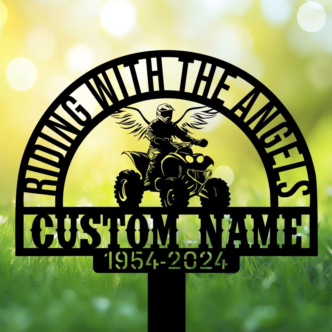 Personalized Memorial Sign – Custom ATV Grave Marker, Quad Biker ...