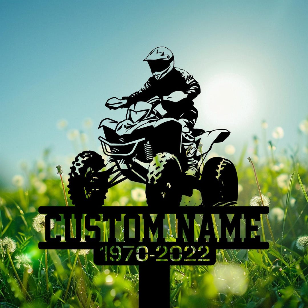 Custom ATV Memorial Stake – Personalized Quad Bike Grave Marker – Metal ...