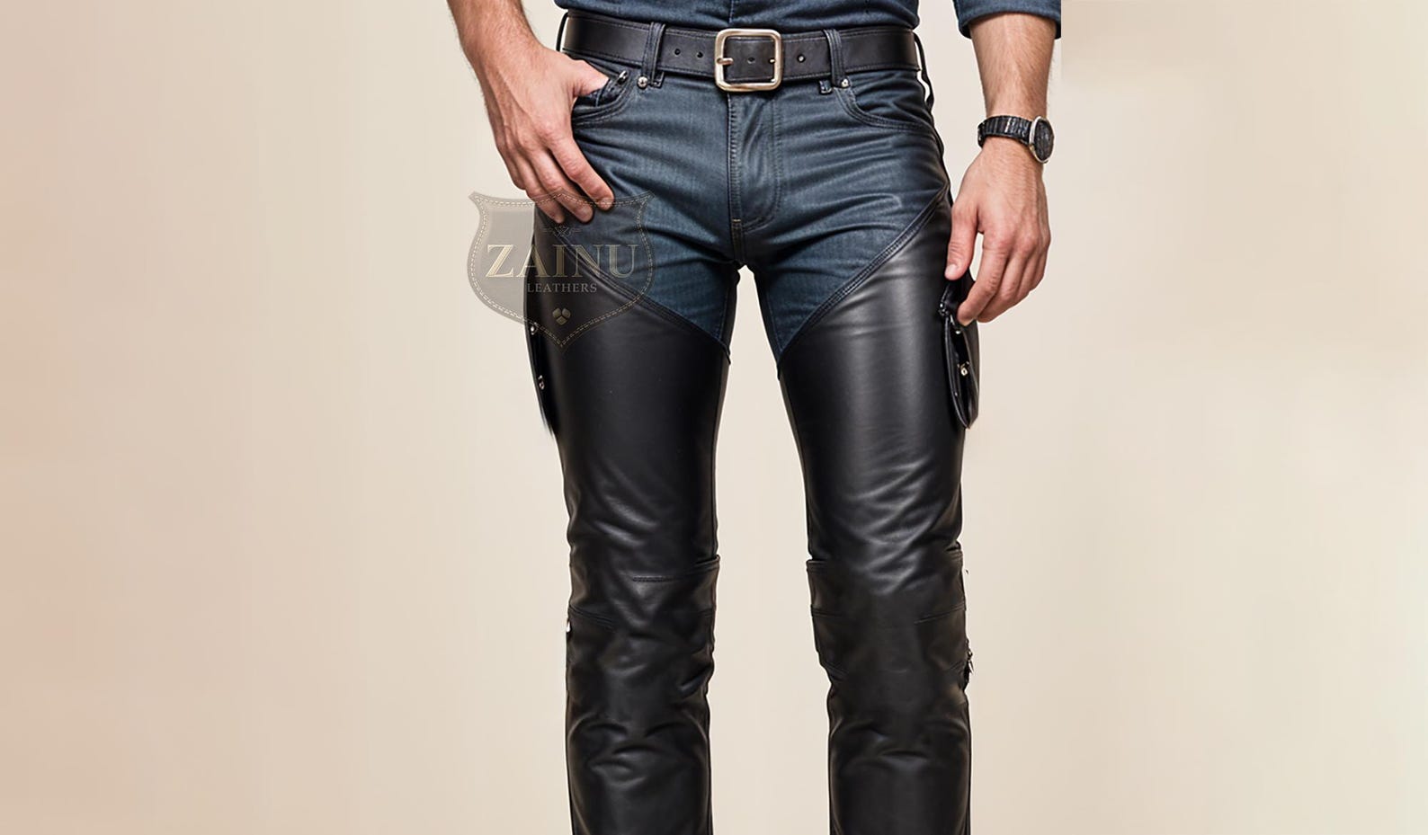 Genuine Black Leather Biker Chaps for Men | Customizable Motorcycle ...