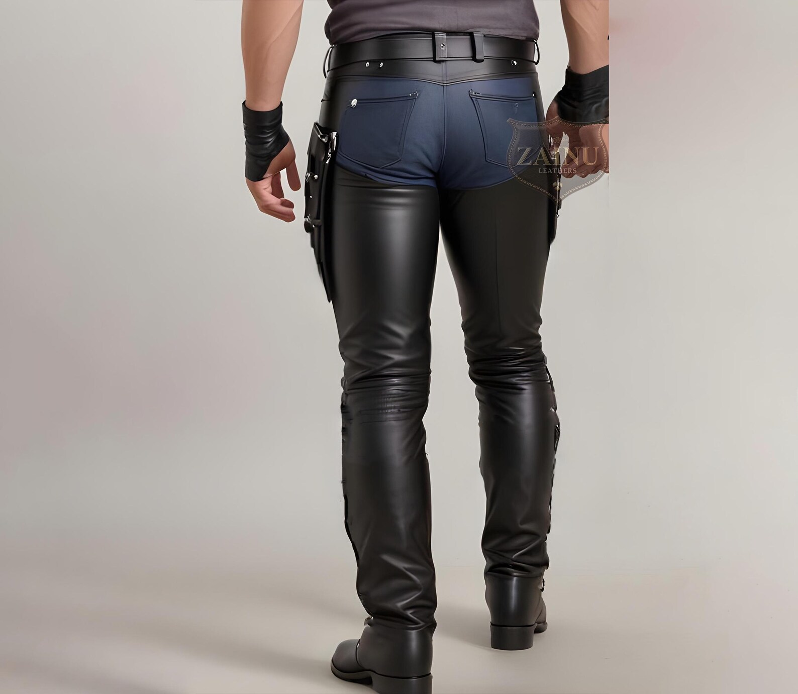 Genuine Black Leather Biker Chaps for Men | Customizable Motorcycle ...