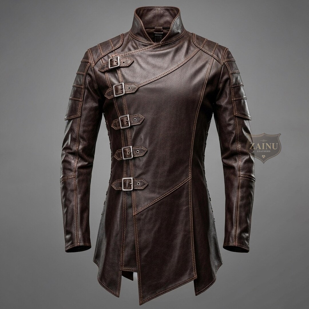 Men’s Brown Leather Duster | Steampunk Trench Coat | Gothic ...