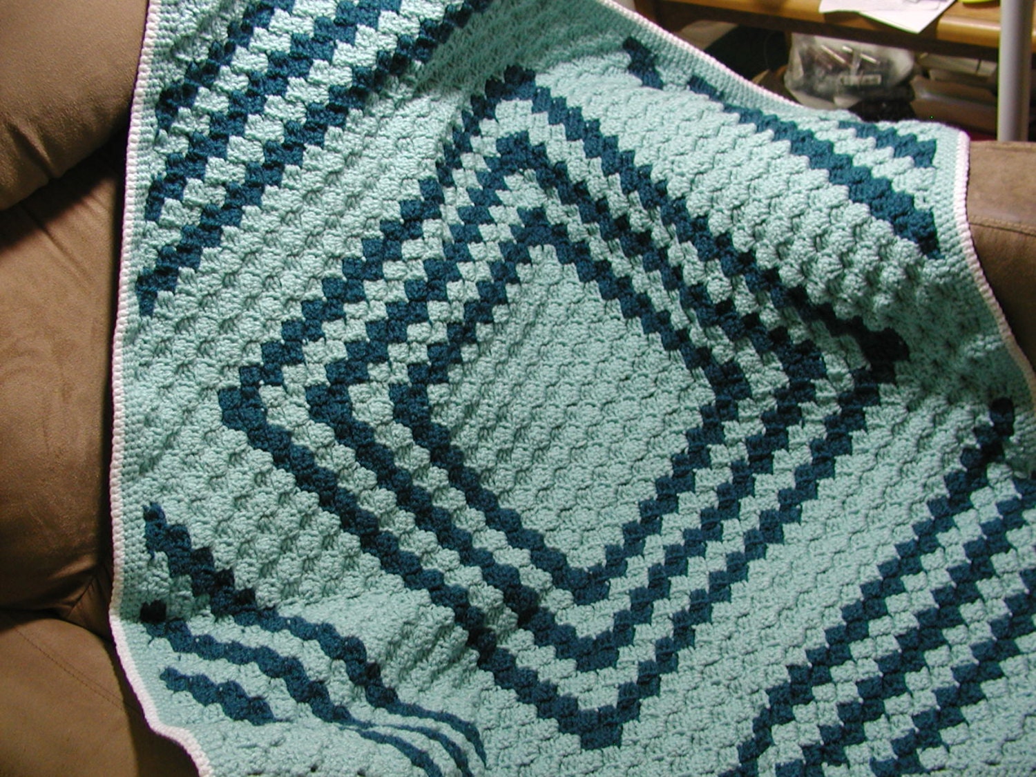 Teal C2C Baby Afghan Blanket - Etsy