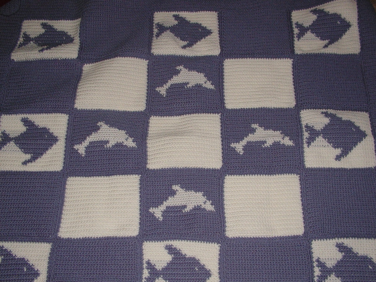 Afghan,crochet Dolphin and Fish Square - Etsy