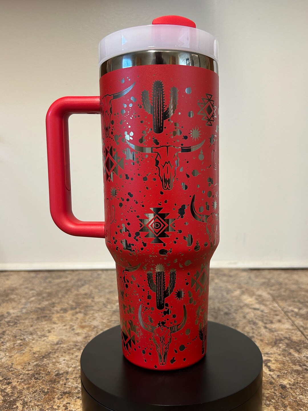 Engraved Tumbler 40 Oz "western Splatter" Full Wrap Red 'limited ...