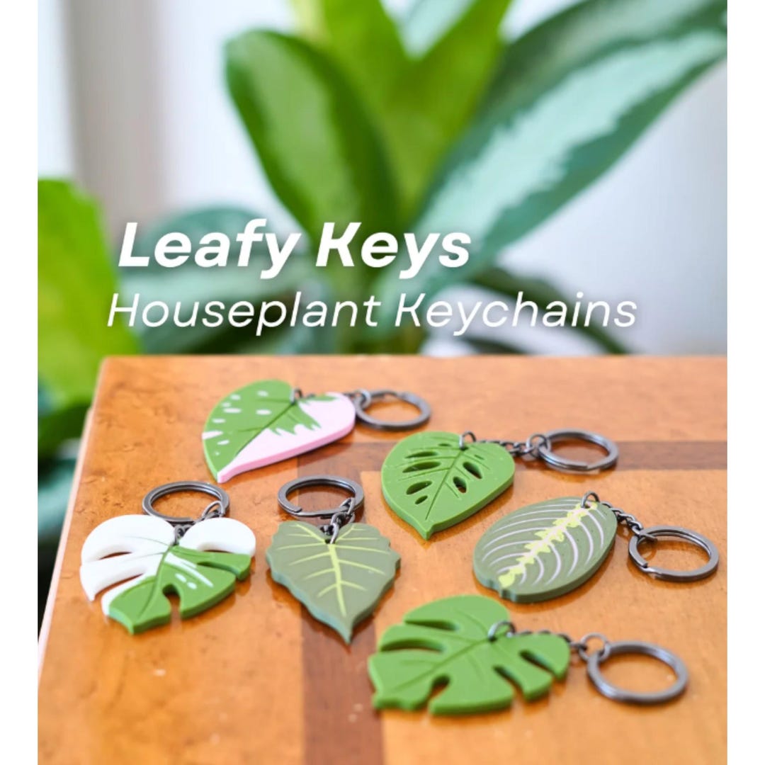 Leafy Keychains, Plant Keychains, Botanical Keychains, Monstera ...