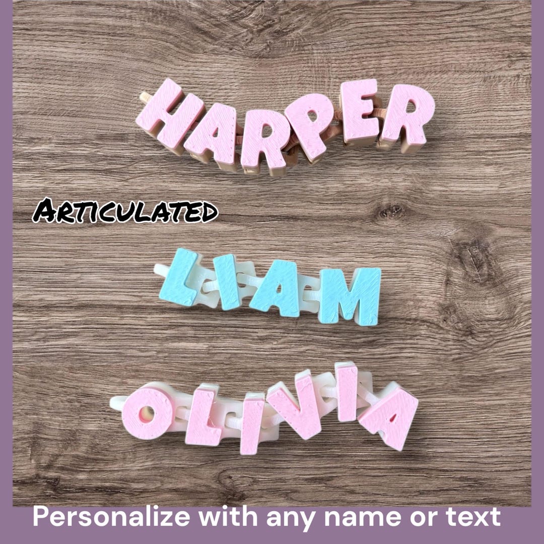 Custom Articulated Name Tags, Kids Custom Backpack Keychain, Kids Name ...
