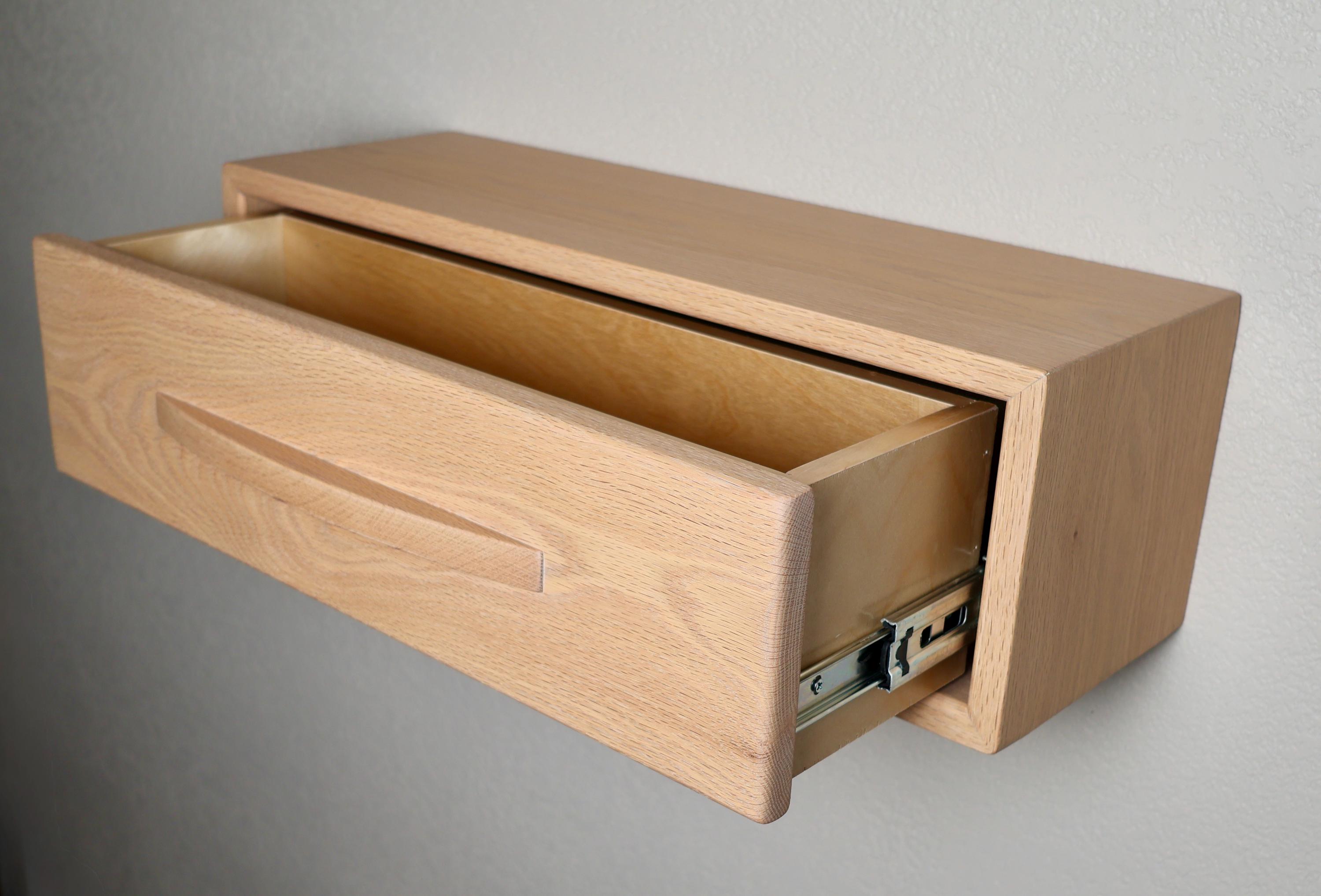 Floating Drawer Shelf, Solid Oak Hardwood, Handcrafted in California ...