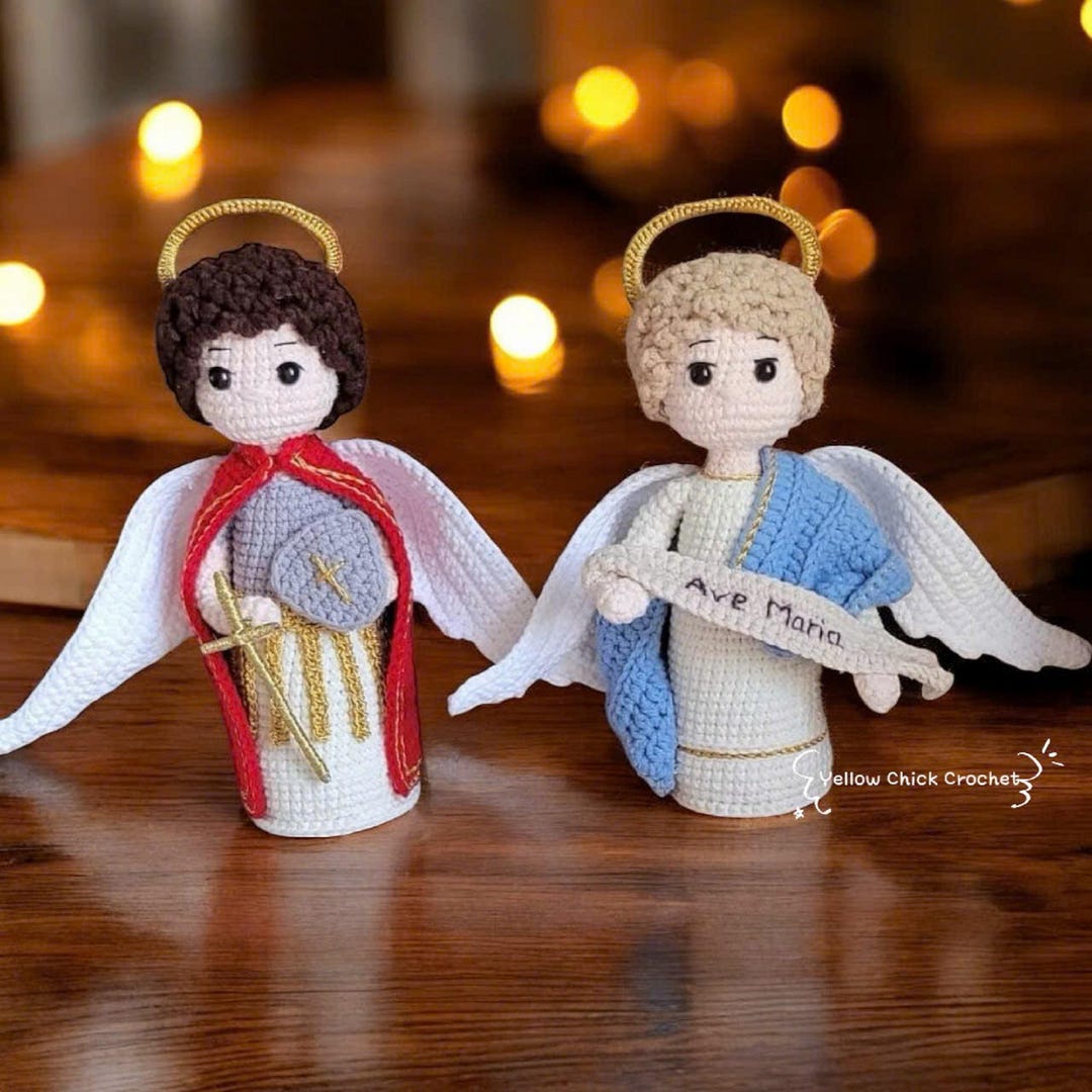Handmade Crochet St. Michael & St. Gabriel Statues – Catholic Feast Day ...
