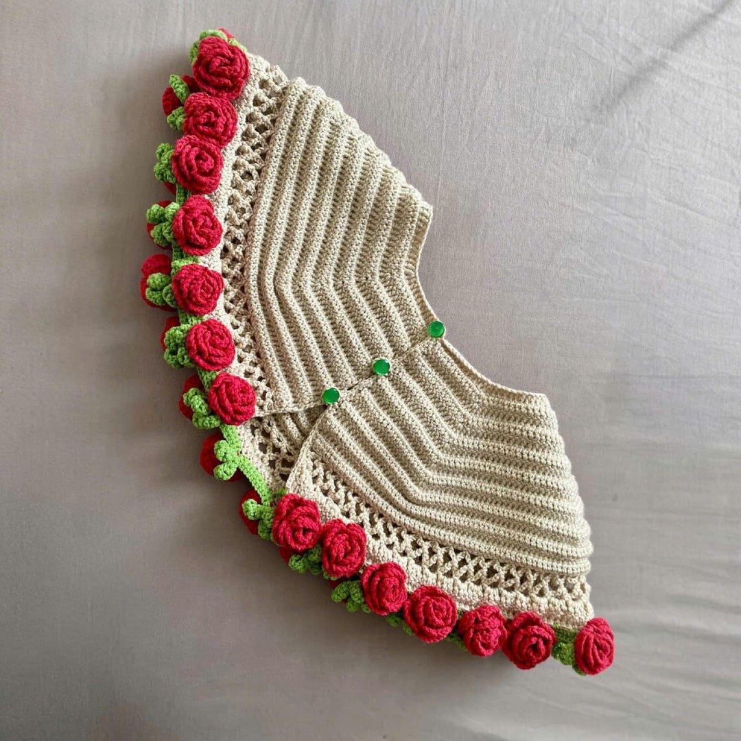 Handmade Crochet Rose Cape – Fall Shawl – Customizable Floral Cloak ...