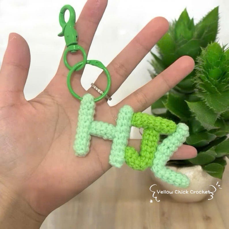 Custom Name Crochet Keychain, Personalized Amigurumi Letters, Colorful ...