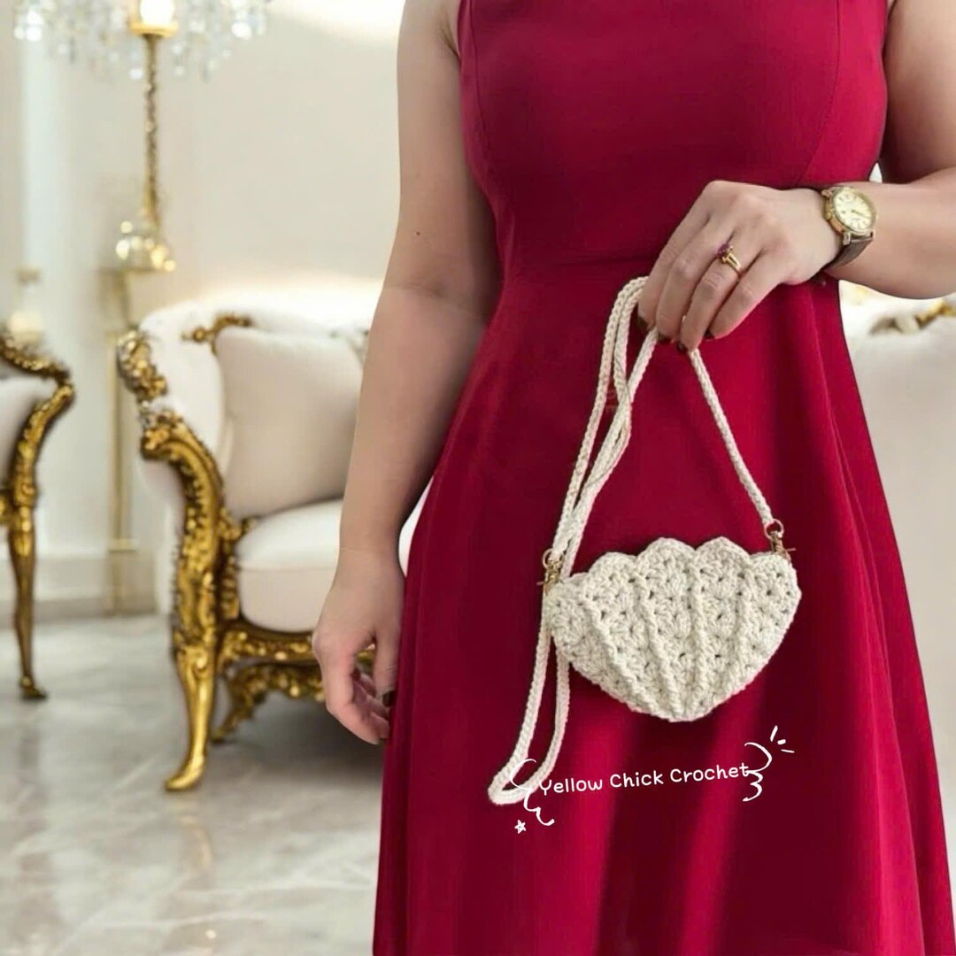 Mini Crochet Seashell Bag, Handmade Clamshell Purse, Custom Colors ...