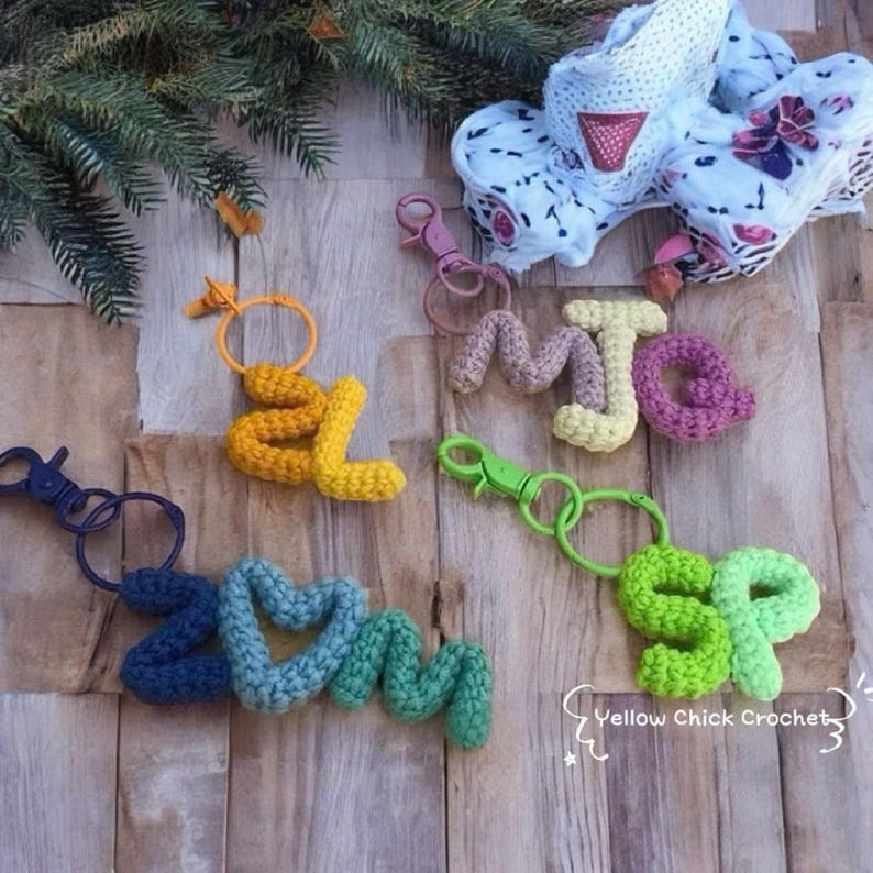 Custom Name Crochet Keychain, Personalized Amigurumi Letters, Colorful ...