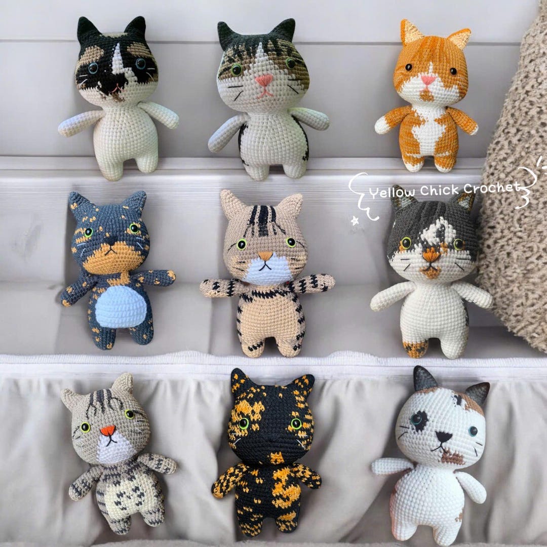 Custom Cat Plush, Custom Stuffed Cat, Custom Crochet Cat, Custom ...