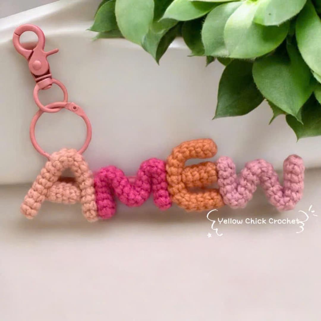 Custom Name Crochet Keychain, Personalized Amigurumi Letters, Colorful ...