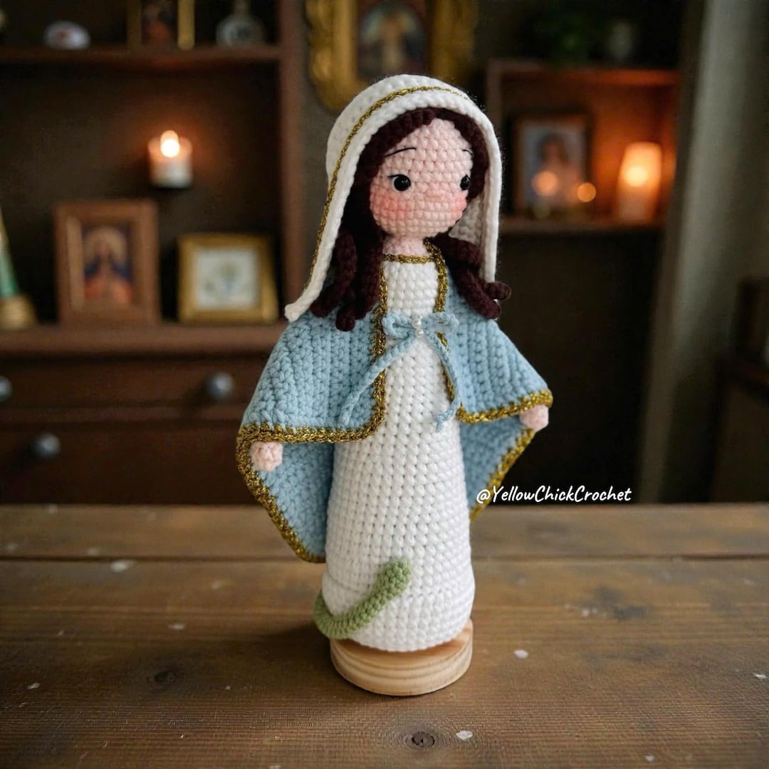 Handmade Virgin Mary Doll – Our Lady of Grace Crochet Statue, Catholic ...