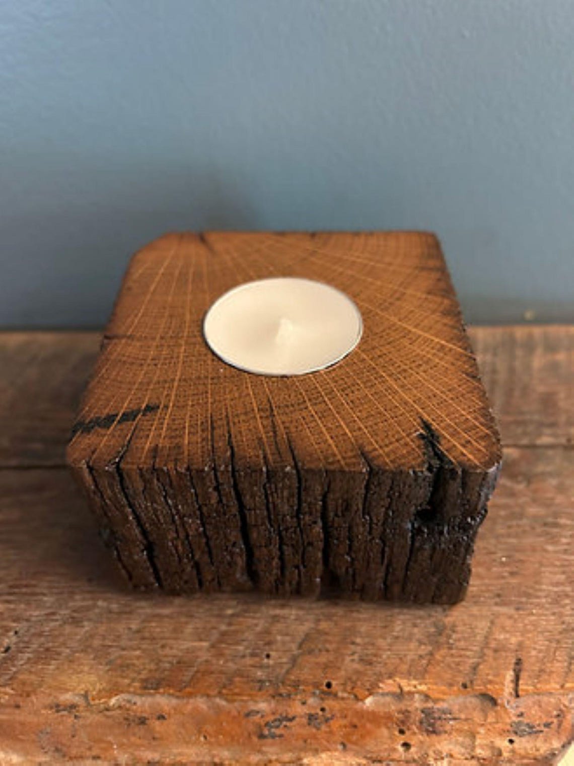 Rustic Barnwood Beam Tea Light Holders (set of 3) - Etsy