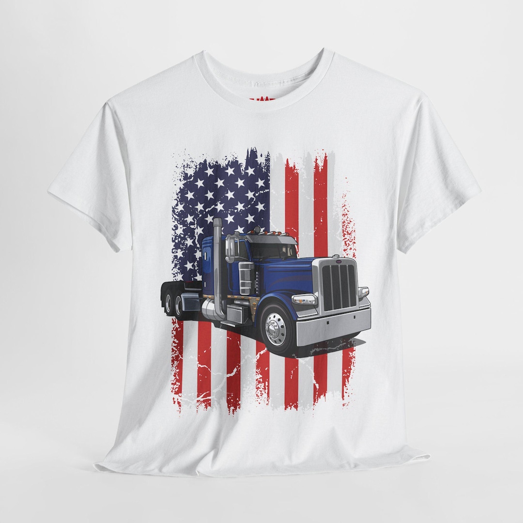 Trucking T-shirt, American Flag and American Semi-truck Peterbilt Tee ...