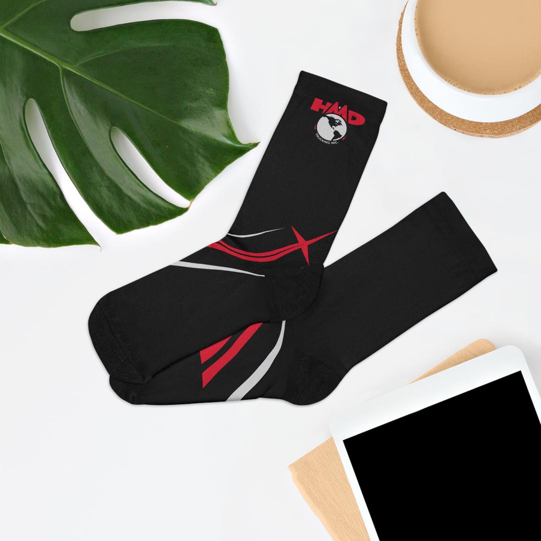 Poly Socks With 'HMD Trucking' Design. Black Fun Casual Socks for ...
