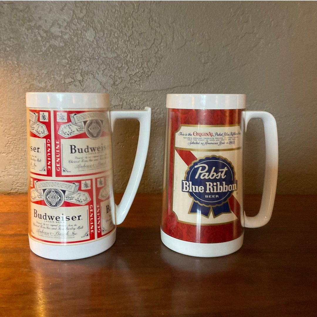 Vintage Pabst Blue Ribbon and Budweiser Mugs - Etsy