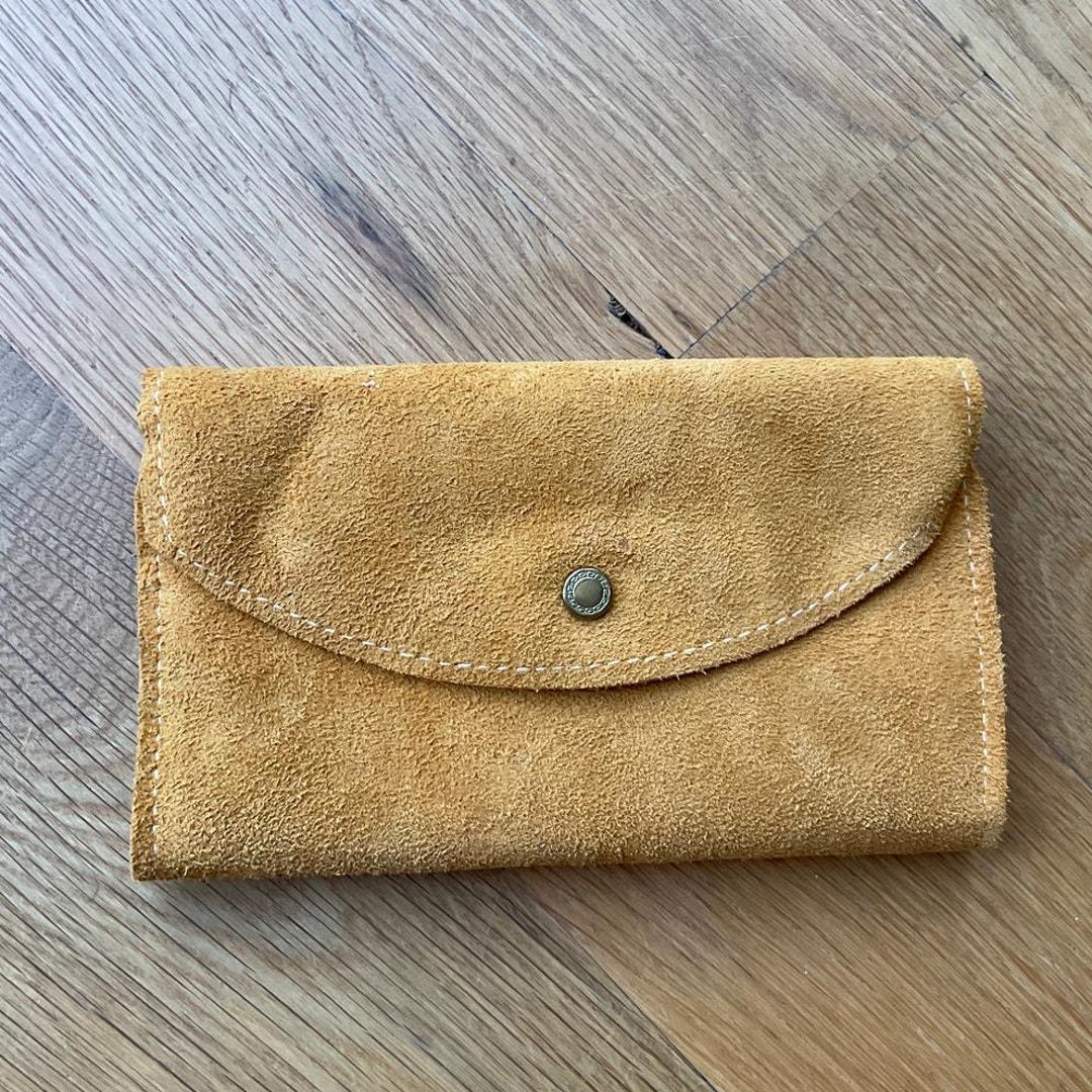 NOS Vintage Suede Checkbook Wallet – 1960s Mustard Yellow – Retro Snap ...
