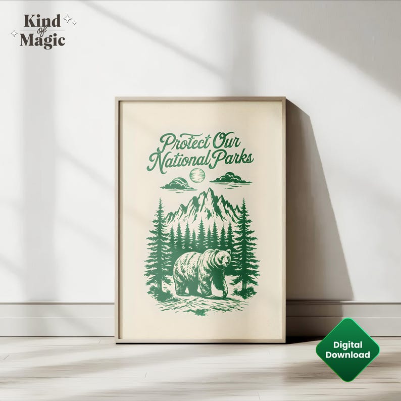 National Parks Poster, Parks Over Profit, Vintage Nature Lover, Protect ...