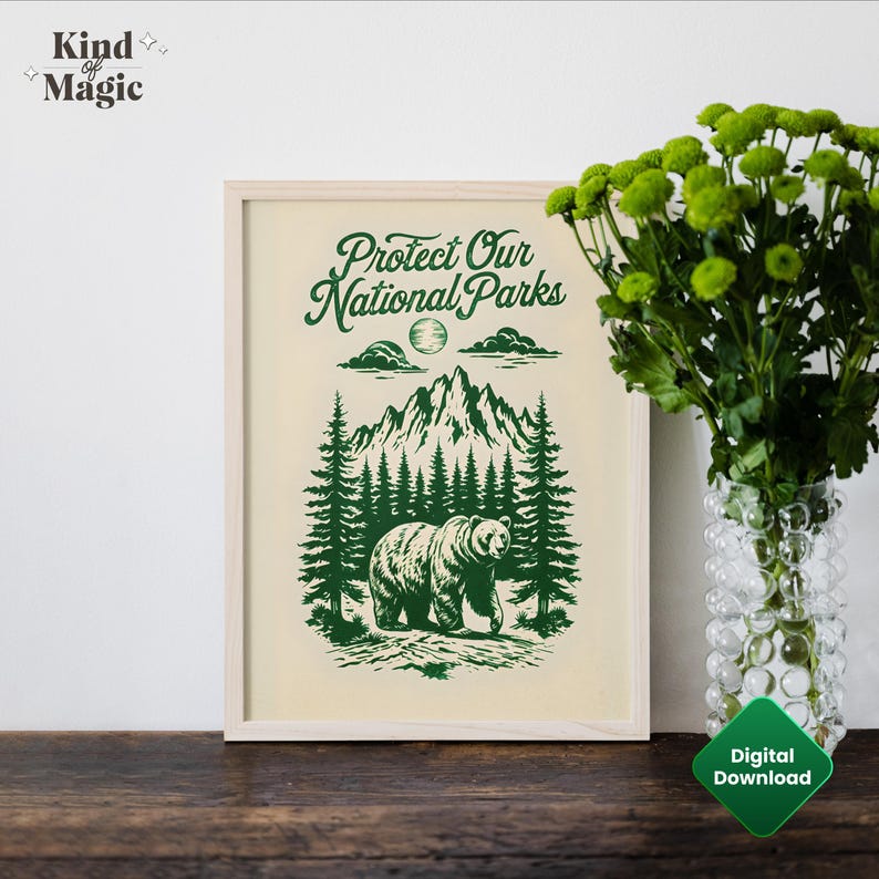 National Parks Poster, Parks Over Profit, Vintage Nature Lover, Protect ...