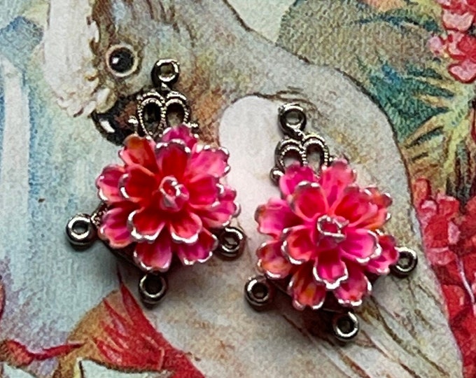 Pink Flower Connectors - Etsy