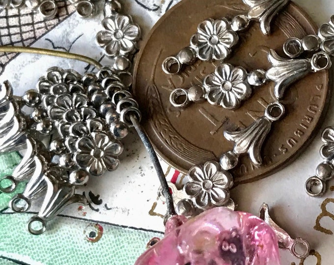 Vintage Flow Blue Glass Bead Connectors. Very Old Glass Beads ...