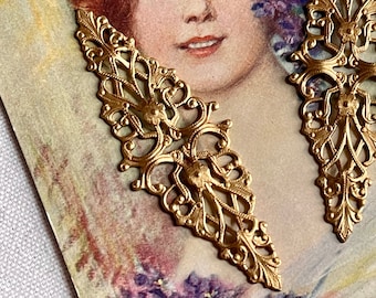 Haskell Oval Filigree Frame Brass Stamping Large Deco Oval - Etsy