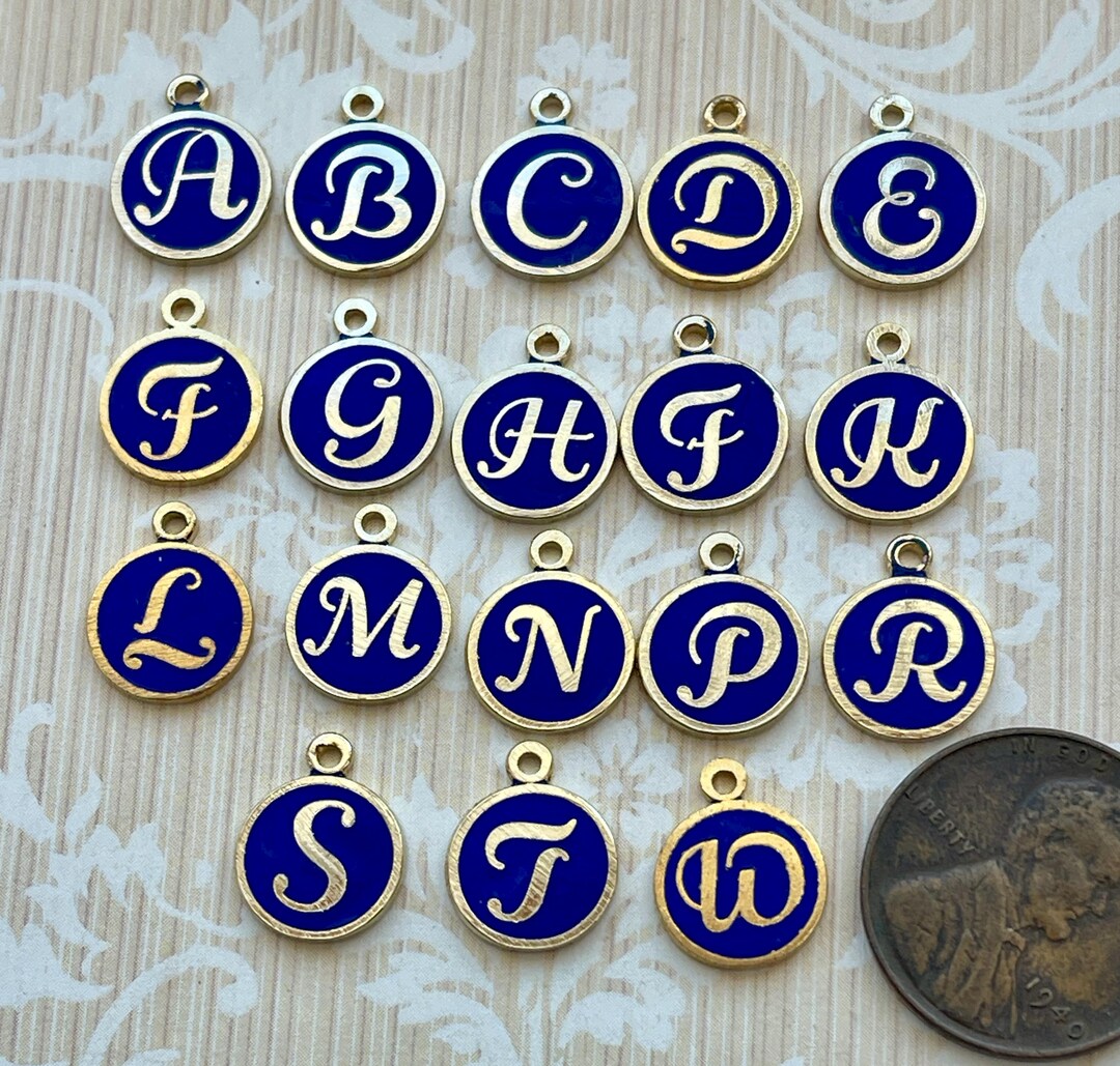 Initial Charms Cursive, Enamel Initial Charms, Cursive Initial Charms ...