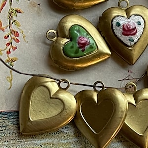 Vintage Heart Lockets, Enamel Locket, Gift for Her, Guilloche Locket ...
