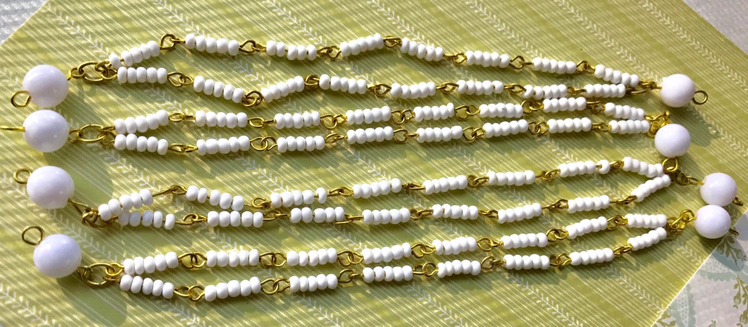 Vintage Chain, Beaded Chain,chain Connectors,bracelet Chain,white Loop ...