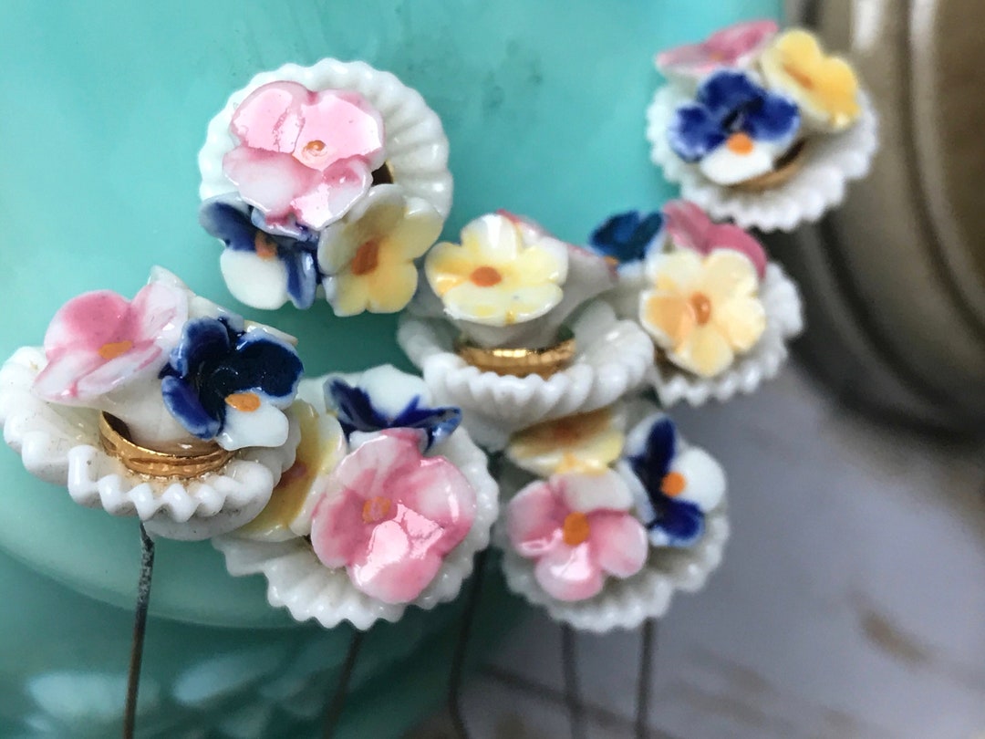 Vintage Tiara Porcelain Flower Stamens, Shabby Chic Flower Stems ...