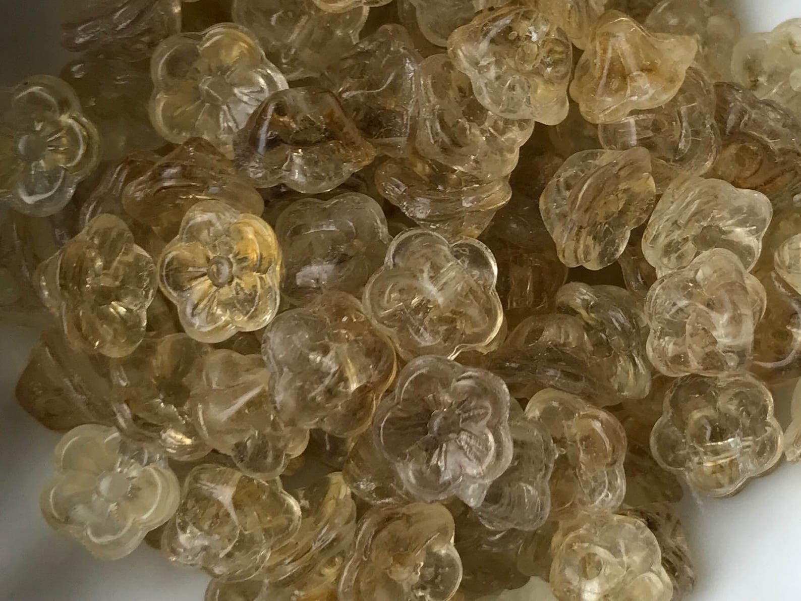 Topaz Glass Button Beads,miriam Haskell Style,beige Flower Beads ...