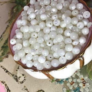 Vintage Mother of Pearl Beads - MOP Beads - 4mm - Genuine - Shabby Chic ...