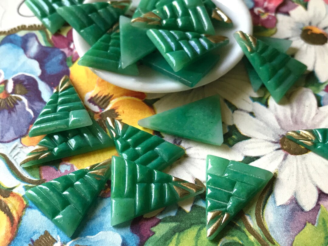 Triangle Gold Tip Cabochons, Minimalist Cabochons, Jade Art Deco ...