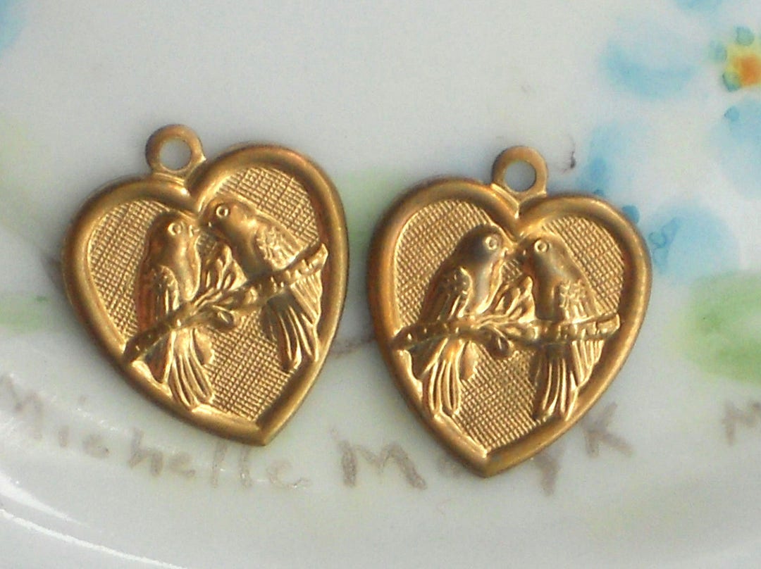 Vintage Brass Birds, Bird Charms, Blue Bird Charms, Jewelry Making - Etsy