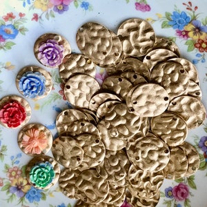 15 Vintage Brass Coin Connectors, Hammered Gold Connectors, Bracelet ...