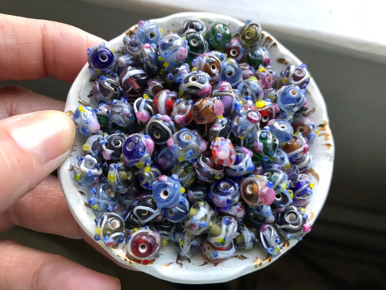 Vintage Wedding Cake Beads Glass Beads Art Glass Colorful - Etsy