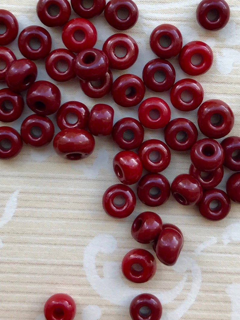 4mm Beads, Vintage Glass Beads, Bulk Beads, Cherry Red Beads, Garnet ...