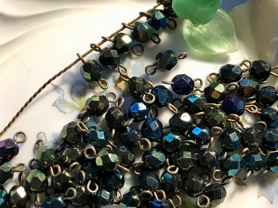 Vintage Glass Connectors, Drops Dangles, Beads Dangle Iridescent Beads ...