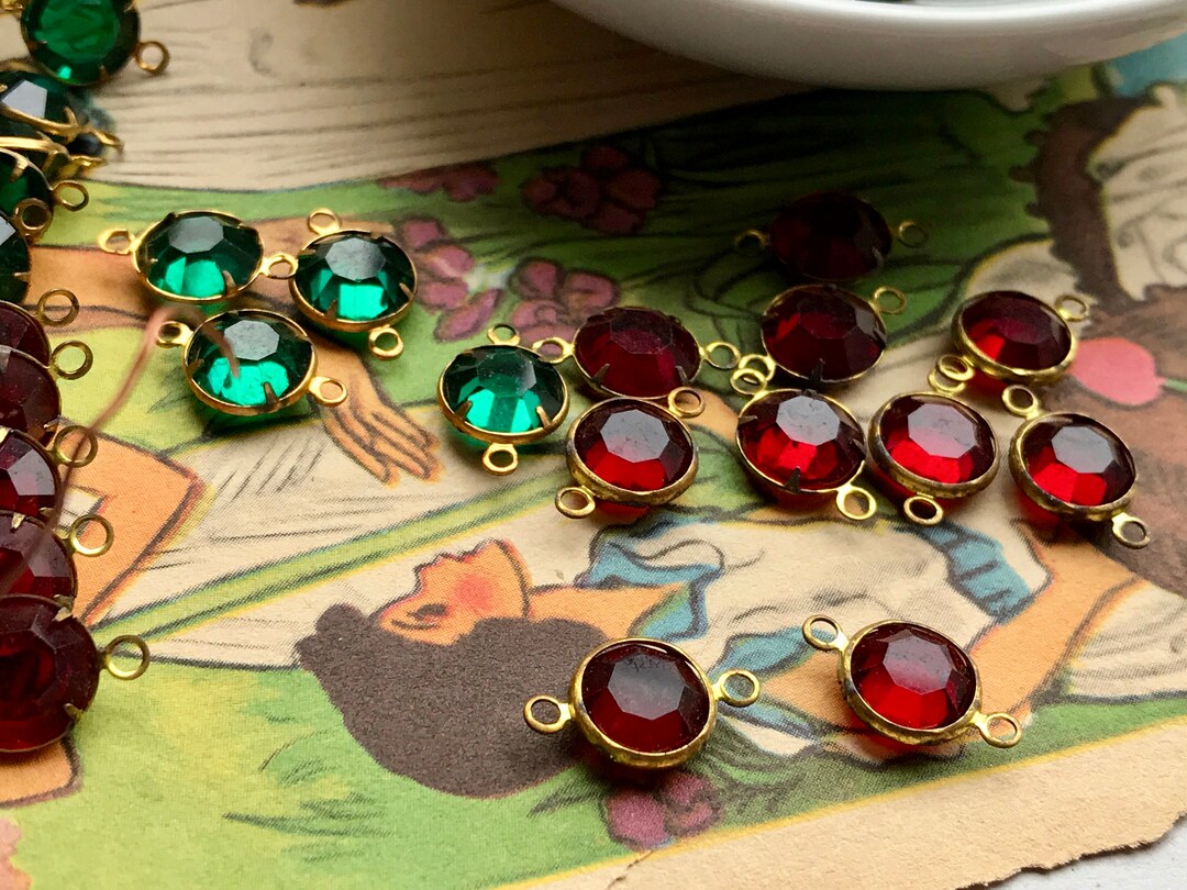 Vintage Glass Bezel Connectors, Emerald Connectors, Bezel Setting ...