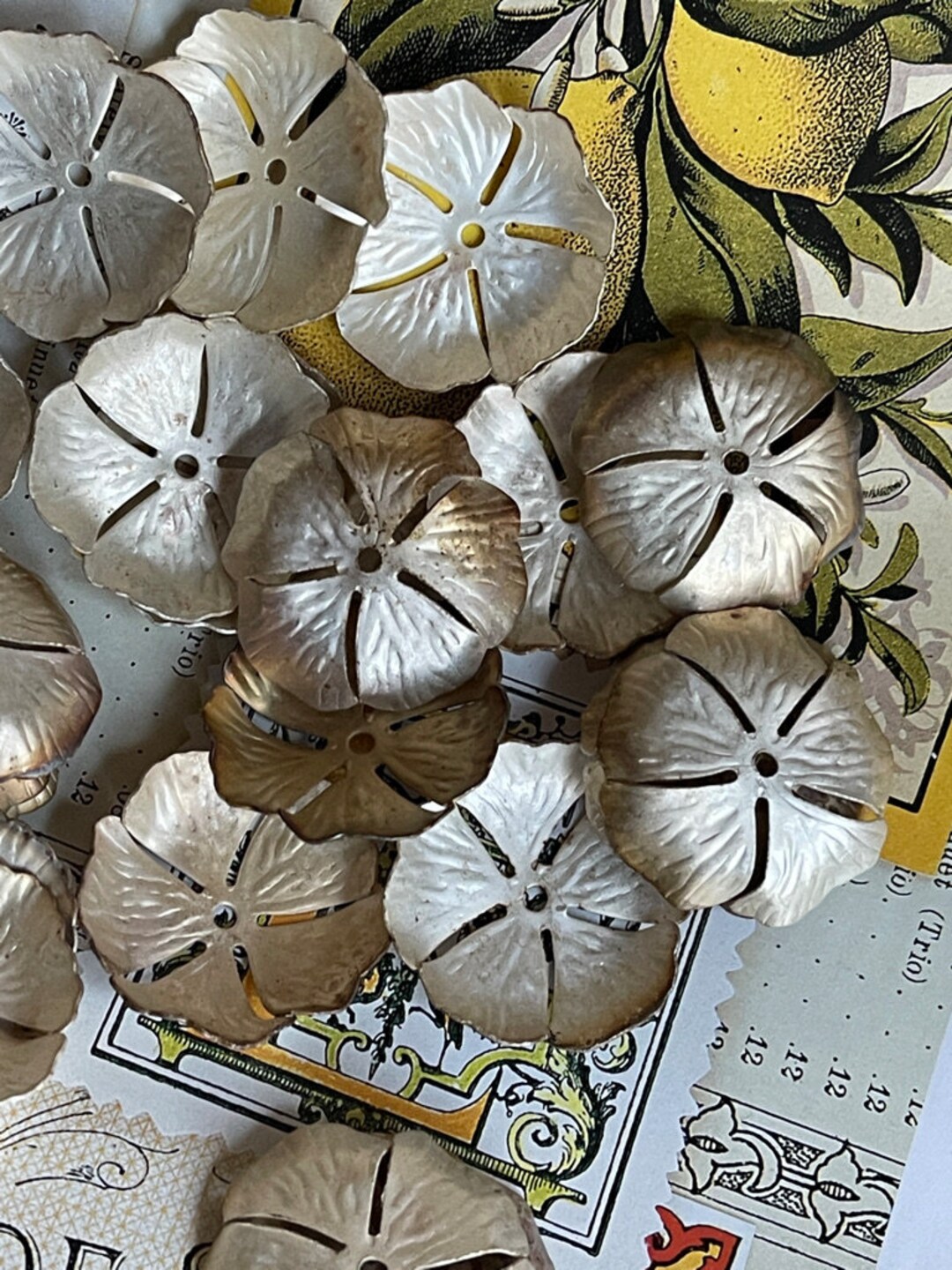 Metal Flower Beads, Meant for Enamel, Vintage, 6pcs, 30mm - Etsy