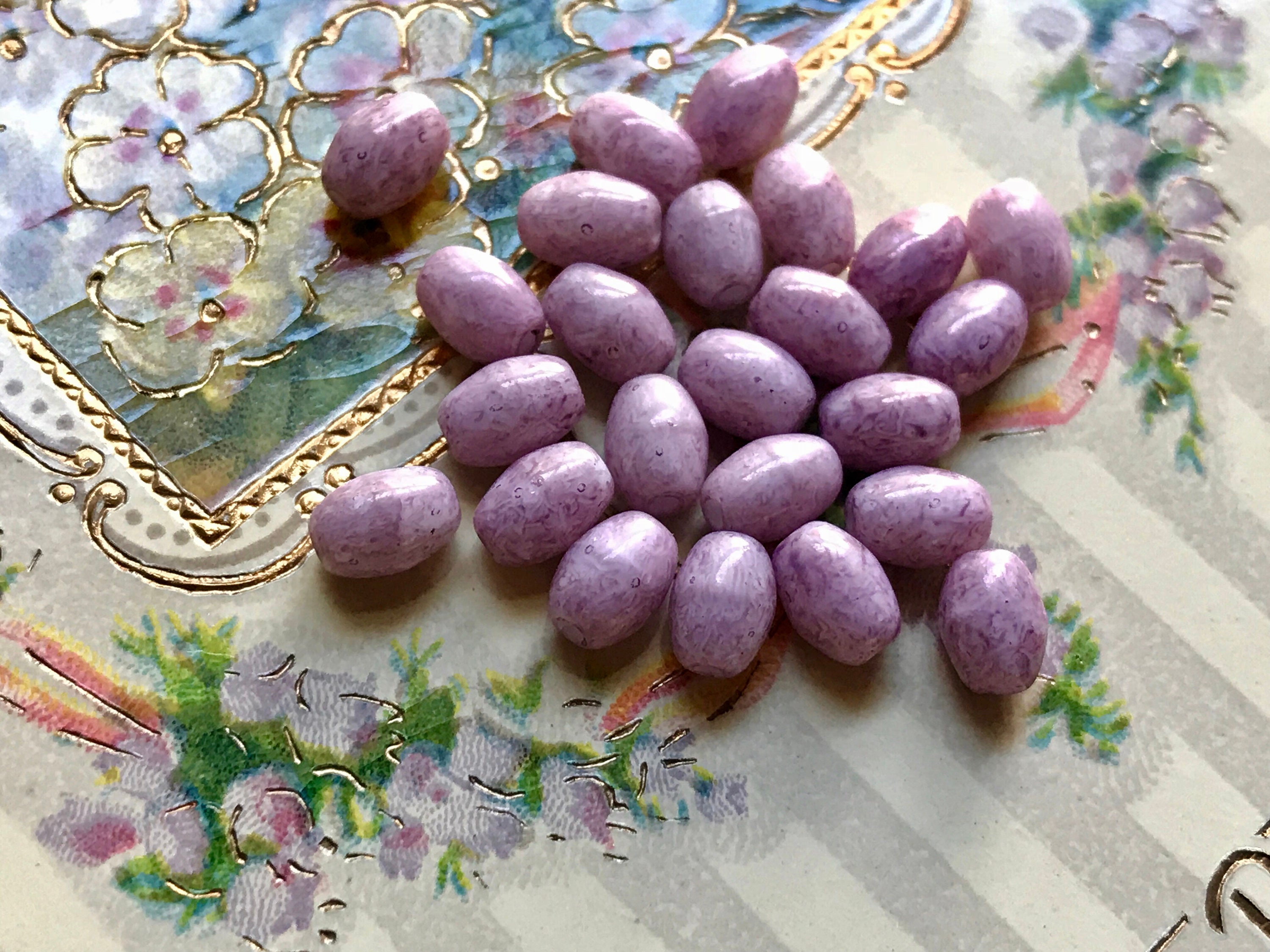 25 Vintage Glass Beads Rice Light Amethyst Old Rare Unusual | Etsy